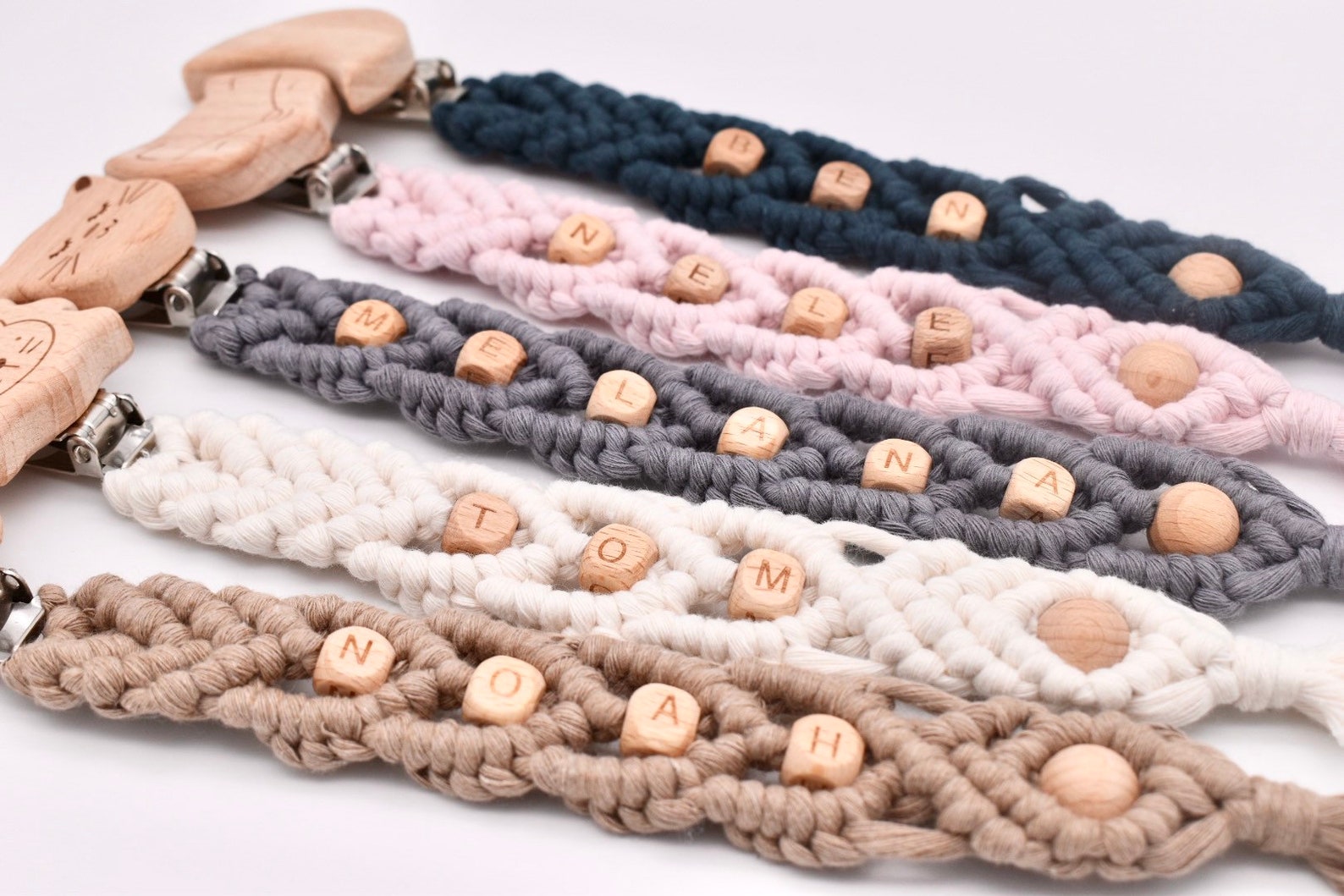Macramee Pacifier Chain Personalized/ Macrame Pacifier Strap/ Pacifier ...