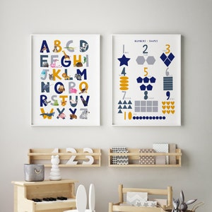 Navy Alphabet Print, Animal Alphabet Print, Nursery Decor, Nursery Wall ...