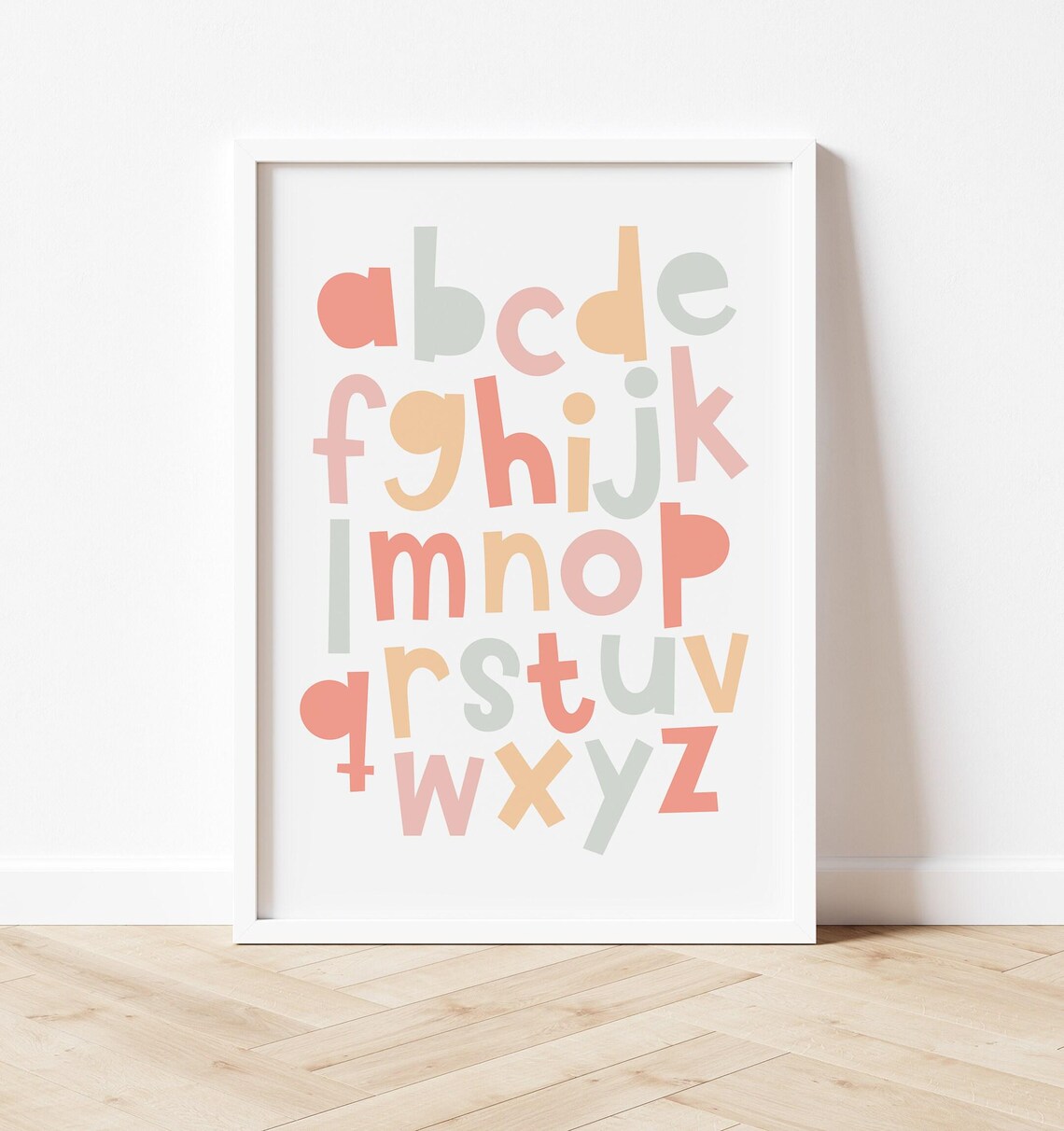 Pastel Alphabet Print | Alphabet Nursery Prints | Kids Room Wall Art ...