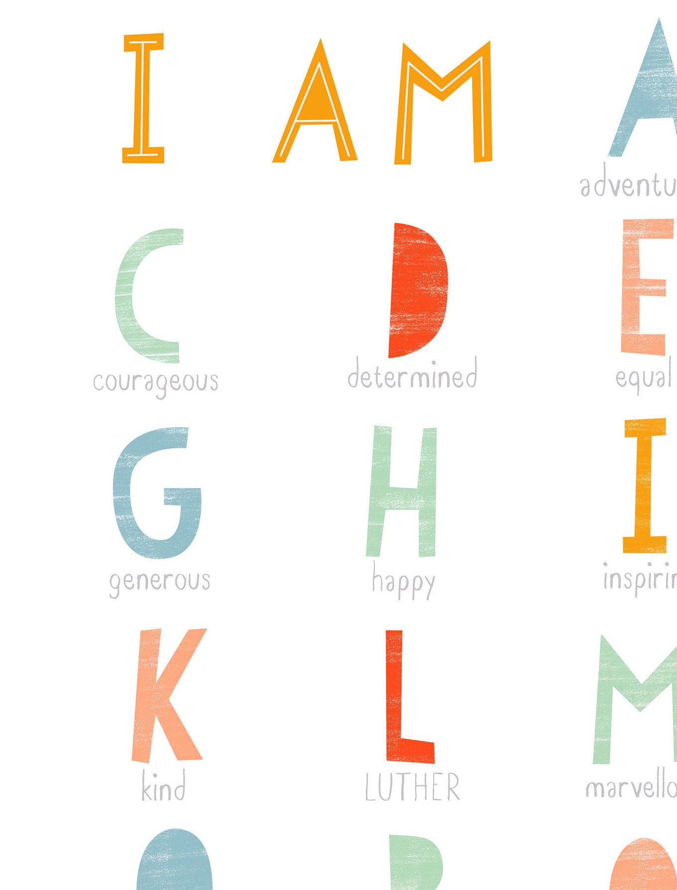 Alphabet print Affirmation print Abc poster Nursery decor | Etsy