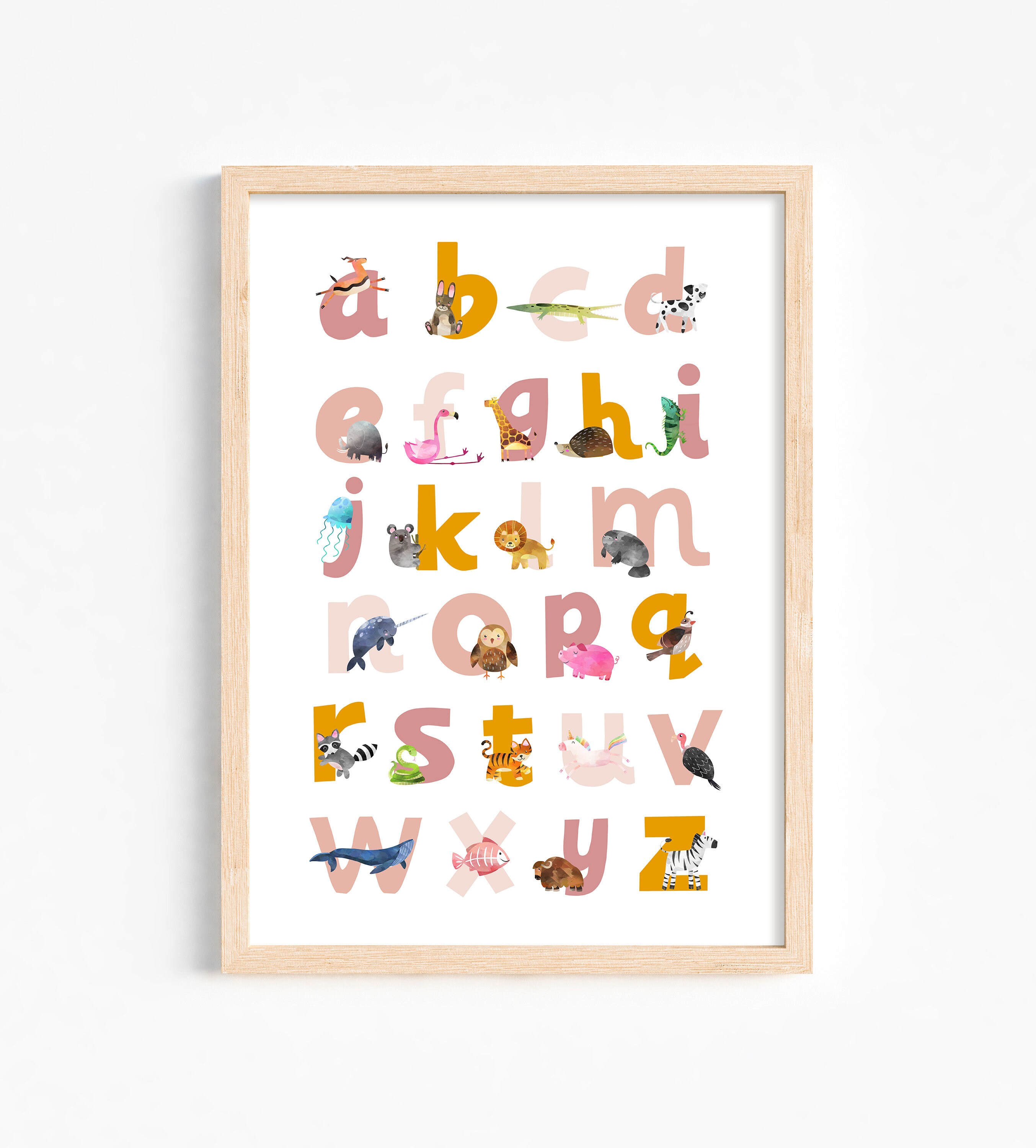 Blush Alphabet Print Animal Alphabet Print Nursery Decor - Etsy UK