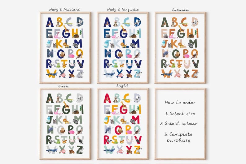 Green Alphabet Print, Animal Alphabet Print, Nursery Decor, Nursery ...