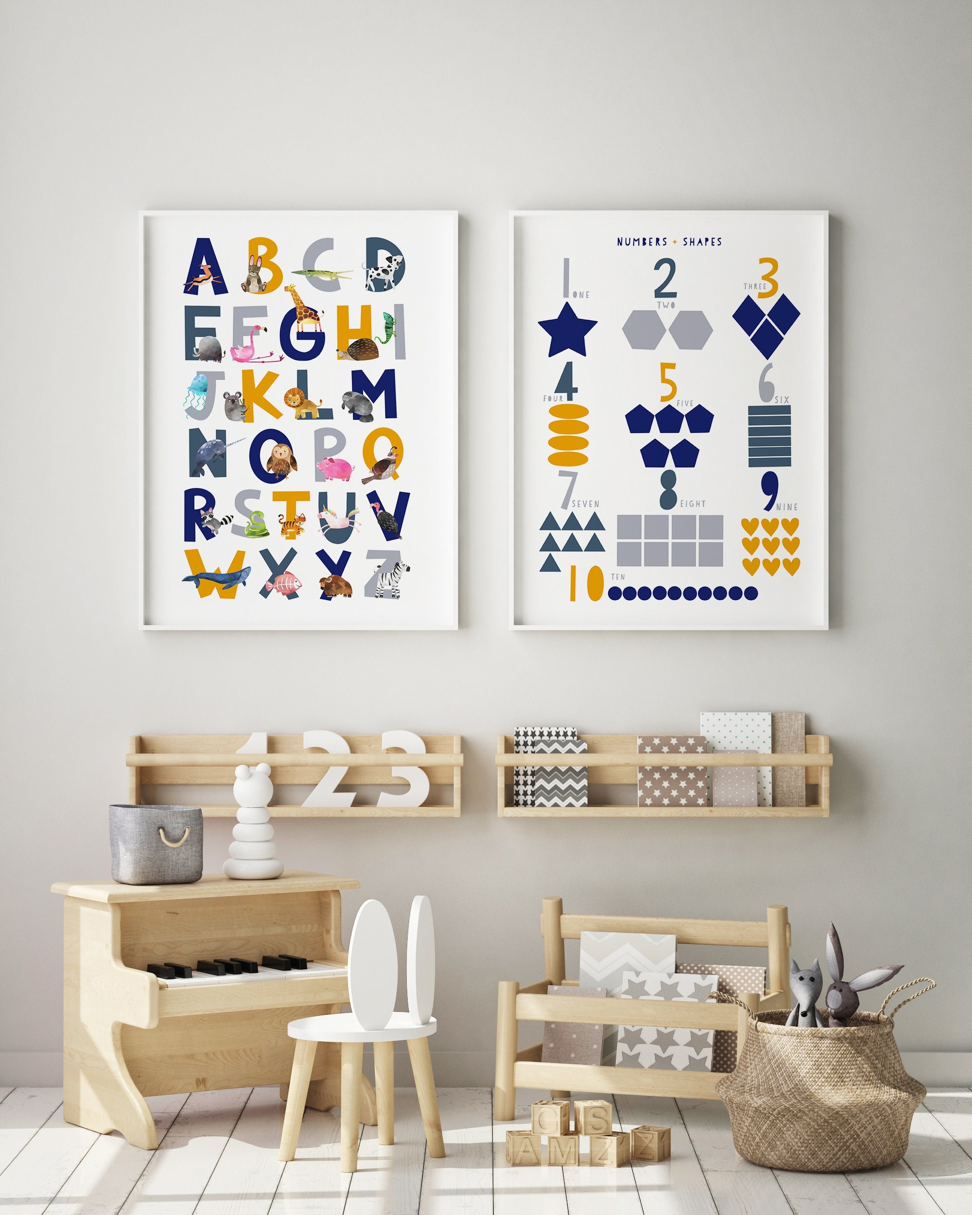 Navy Alphabet Print Animal Alphabet Print Nursery Decor - Etsy