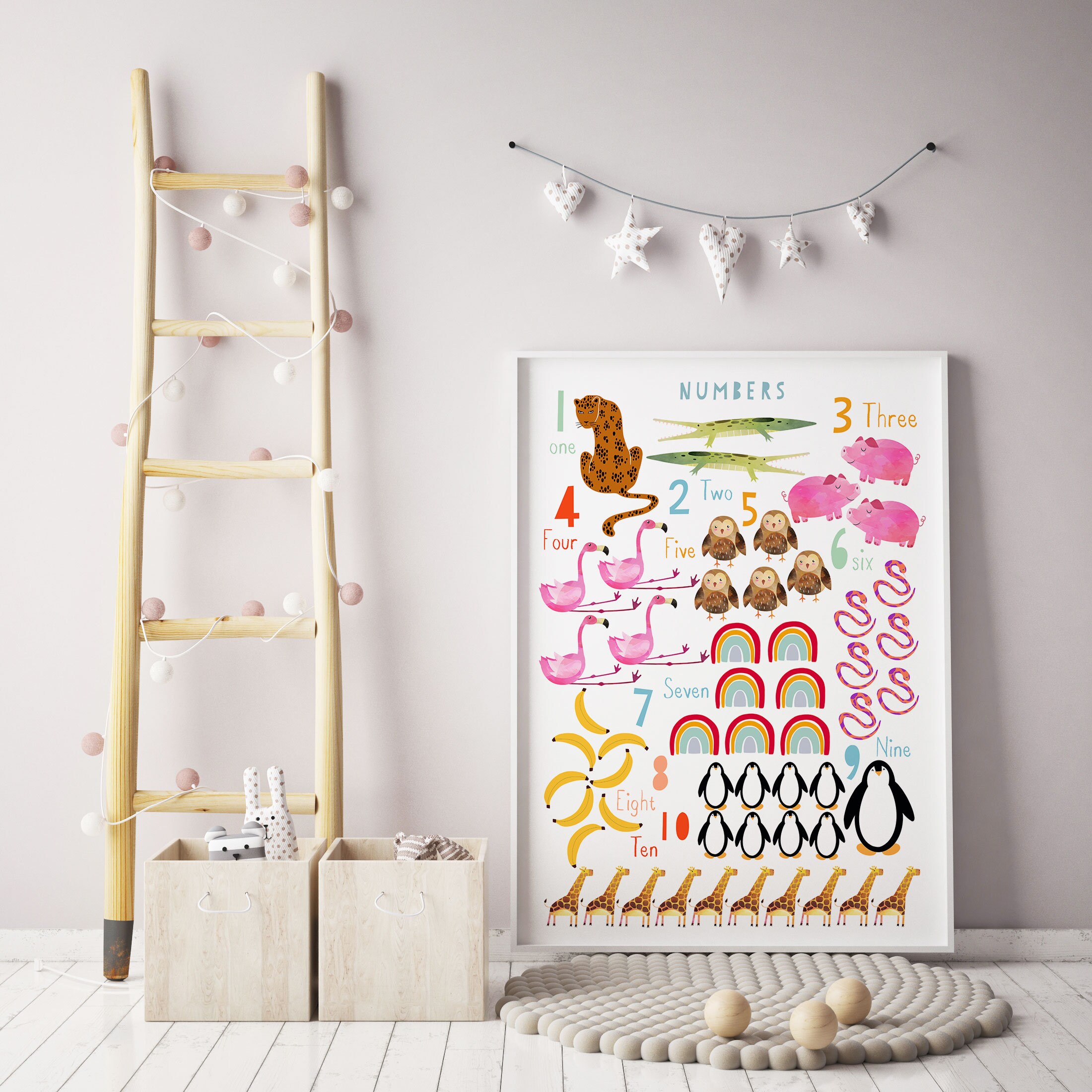 Animal Numbers Print Animal Nursery Prints Kids Room Wall - Etsy
