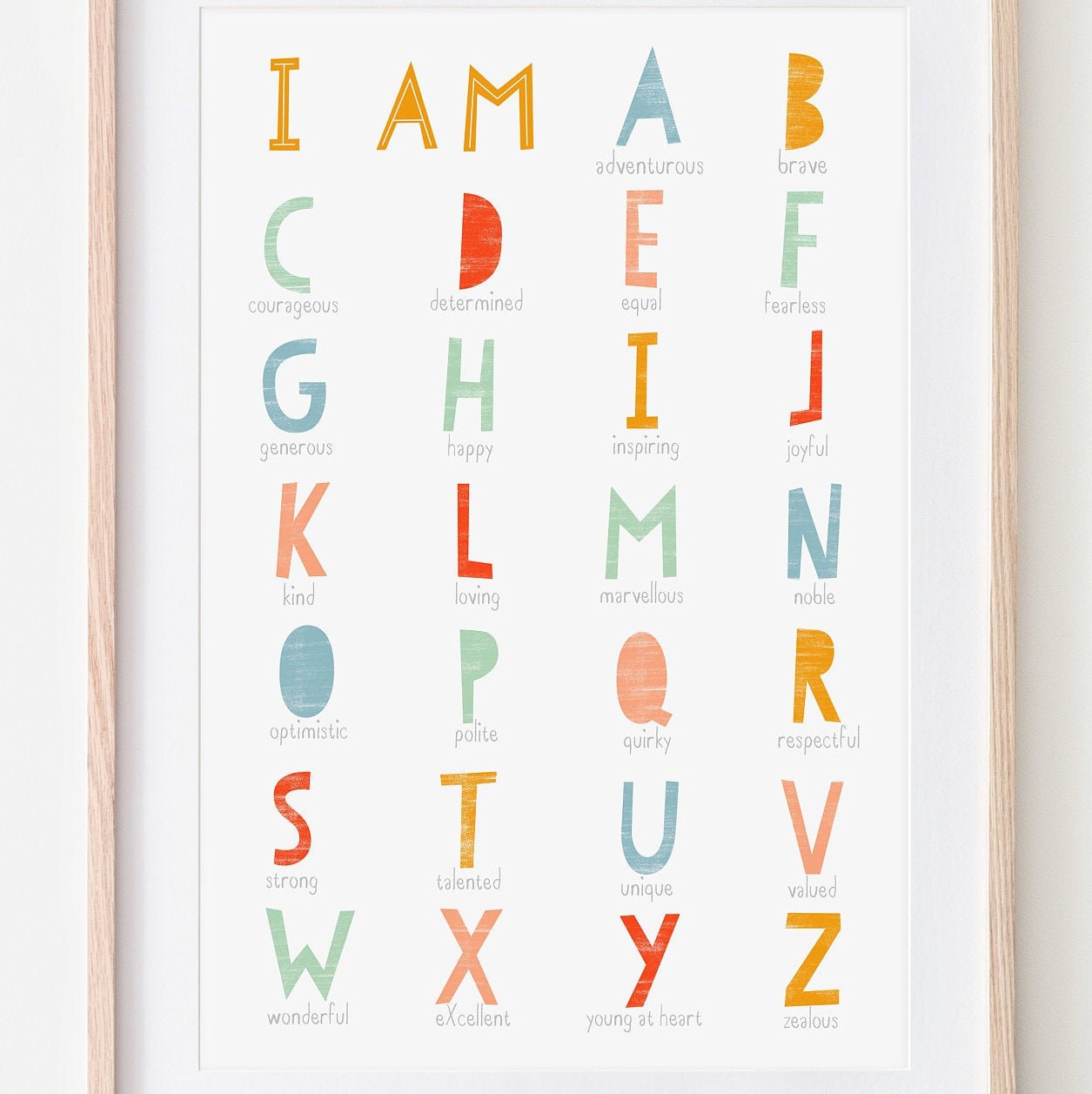 Alphabet print Affirmation print Abc poster Nursery decor | Etsy