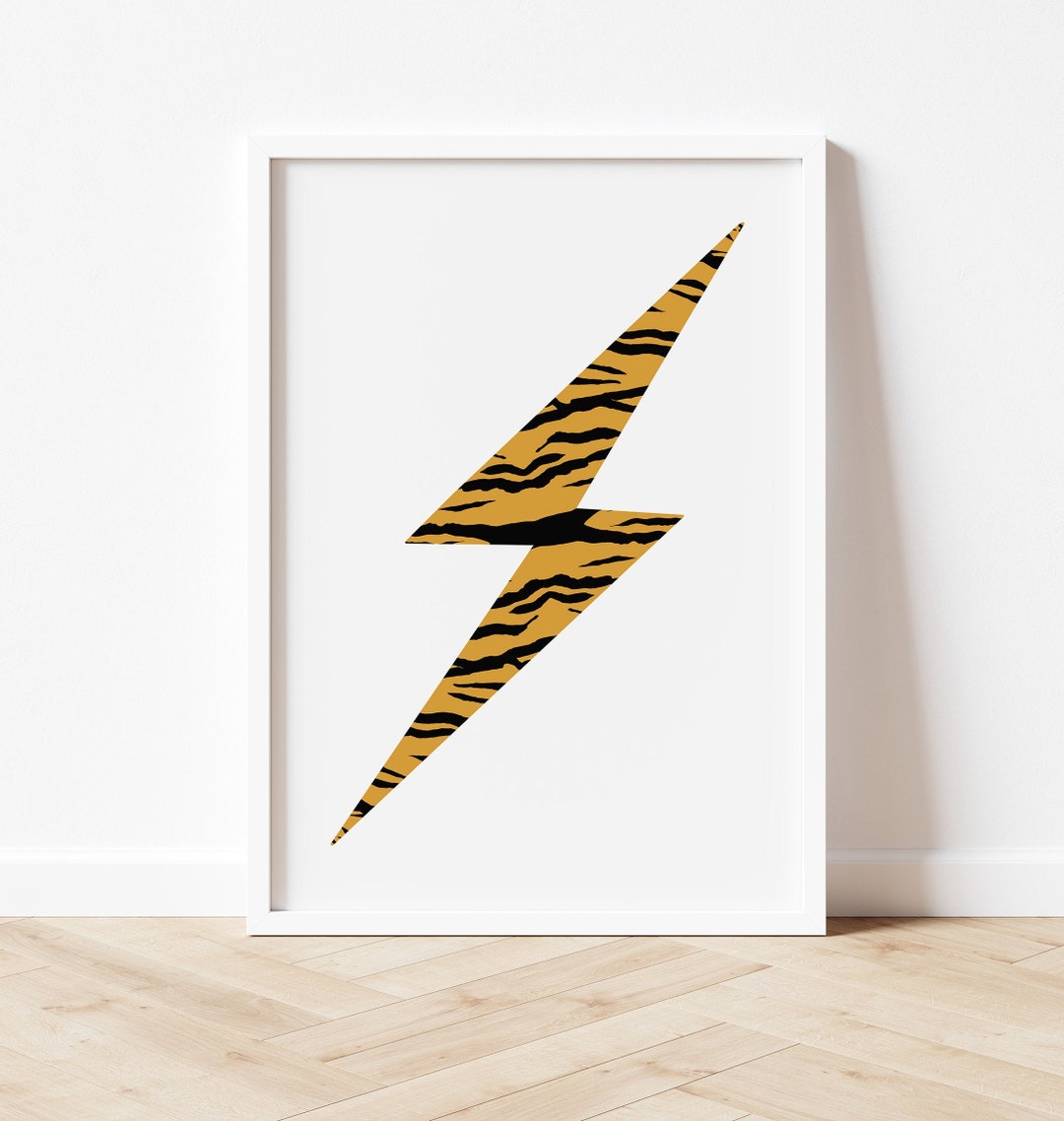 Tiger Print Lightening Bolt, Nursery Decor, Nursery Wall Art, Kids Room ...