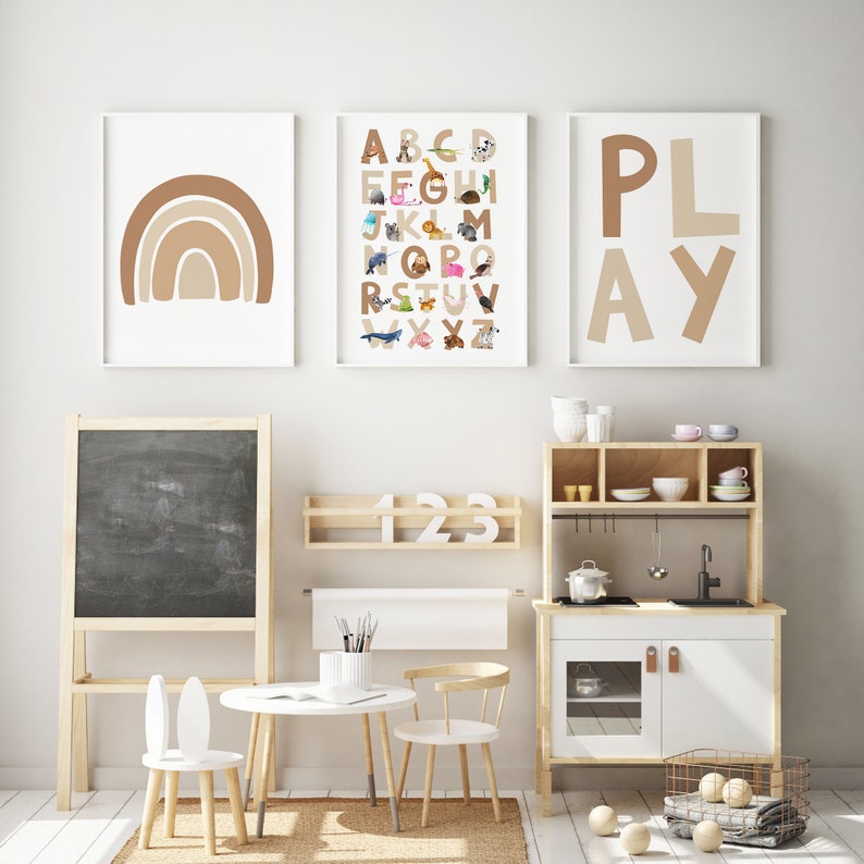 Neutral Animal Alphabet Print Animal Nursery Prints Kids - Etsy