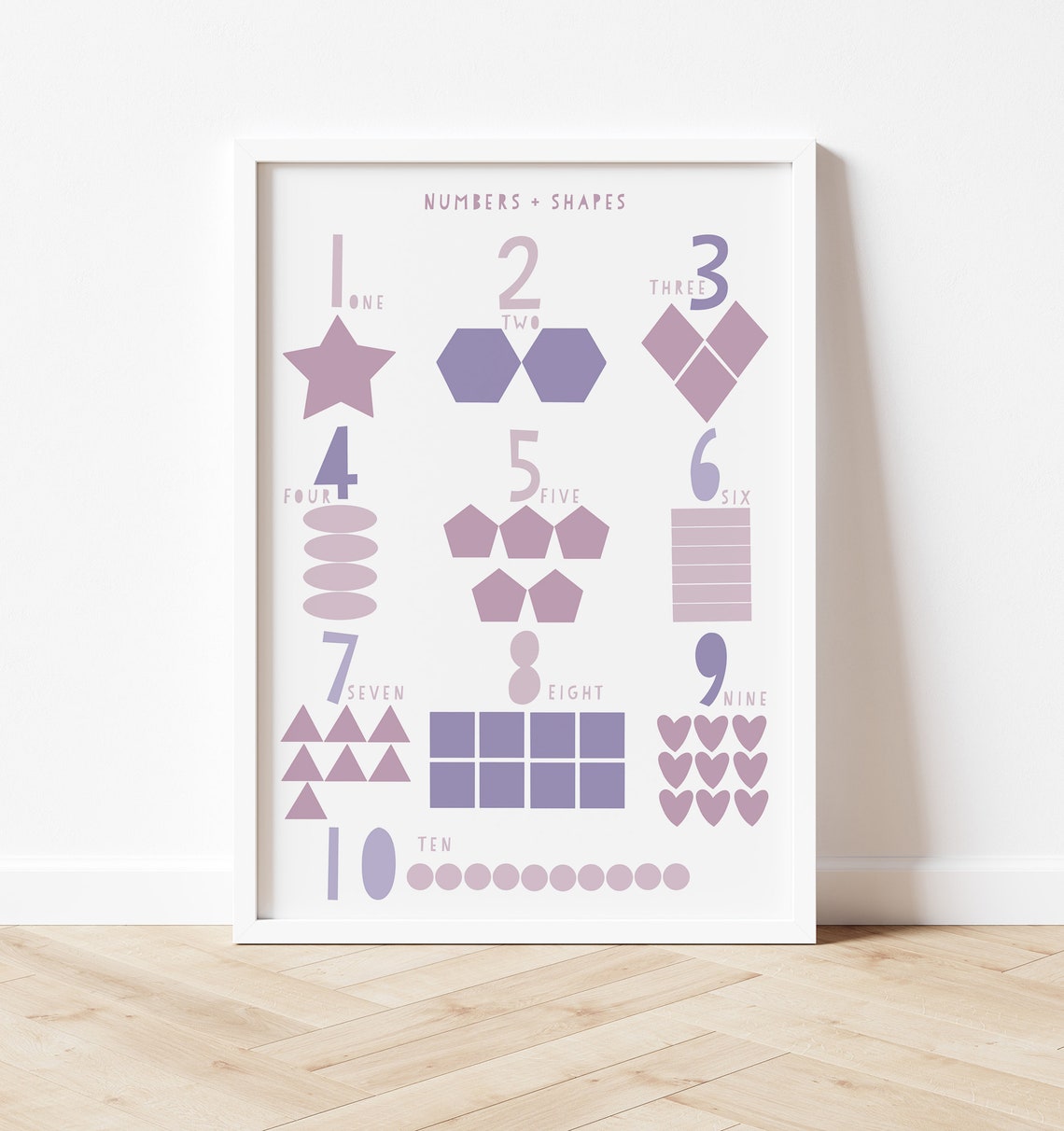 Lilac Numbers and Shapes Print Numbers Print Nursery Decor - Etsy