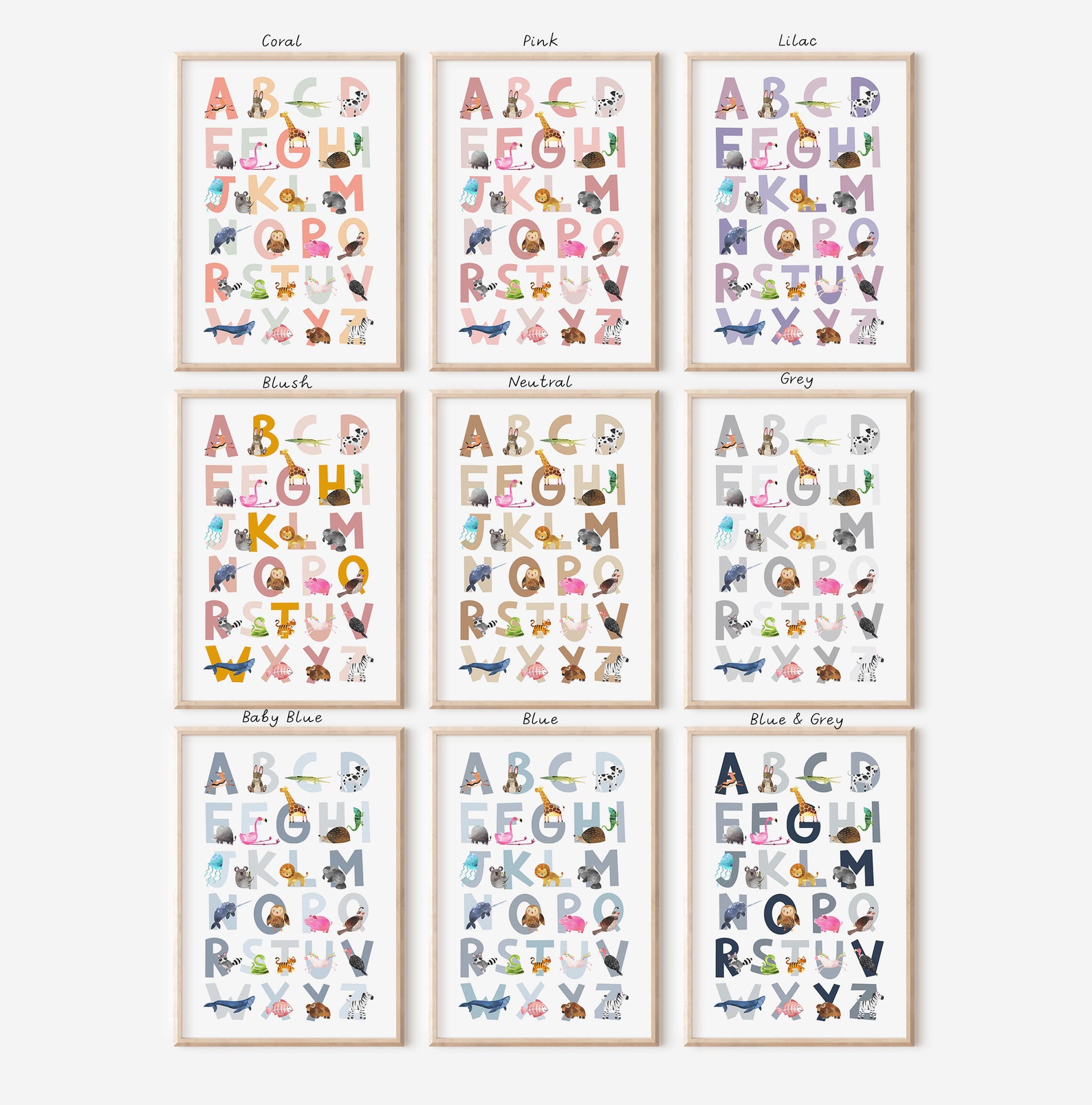 Animal Alphabet Print Animal Nursery Prints Childrens Wall - Etsy