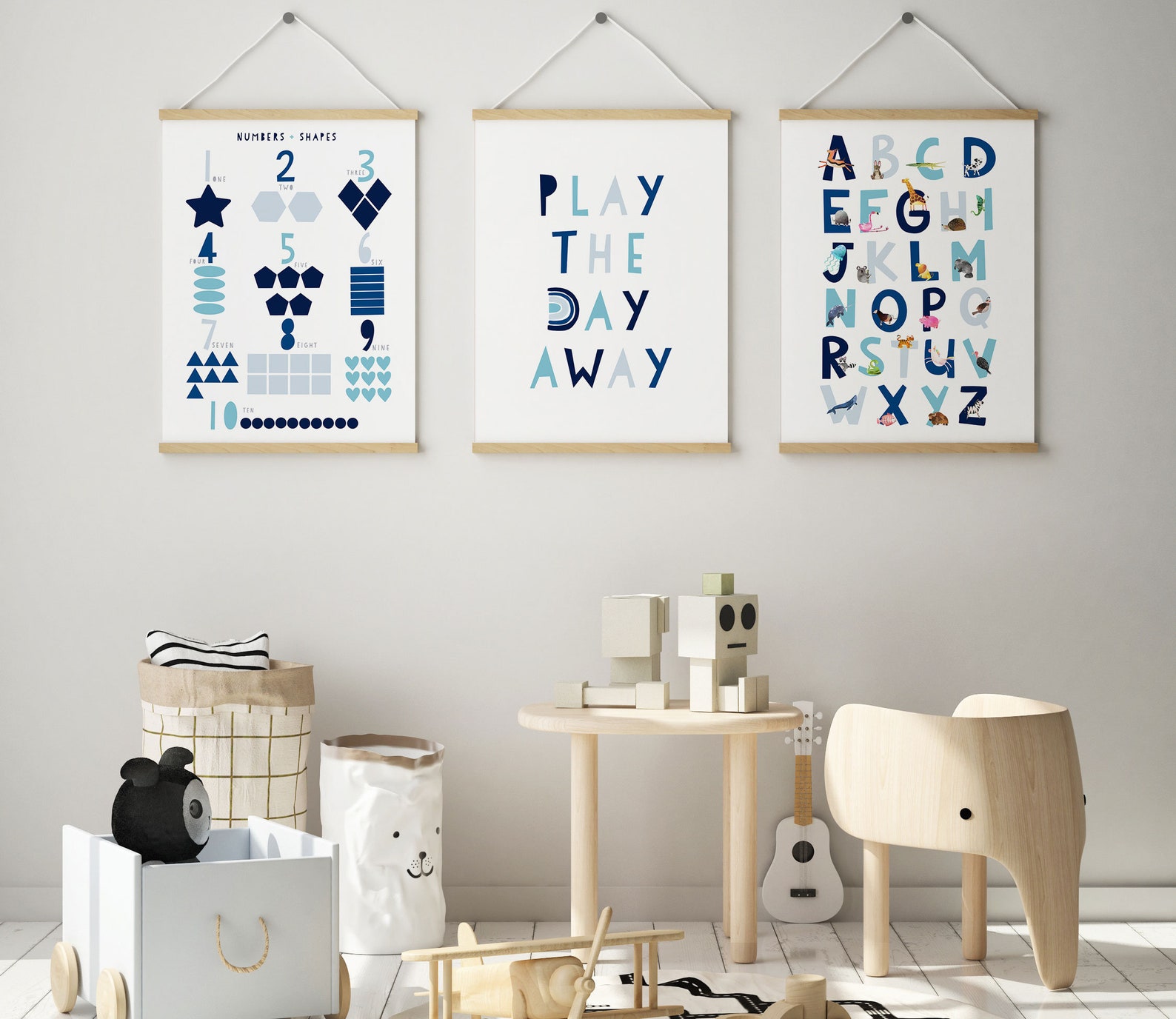 Navy Turquoise Numbers and Shapes Print Numbers Print - Etsy