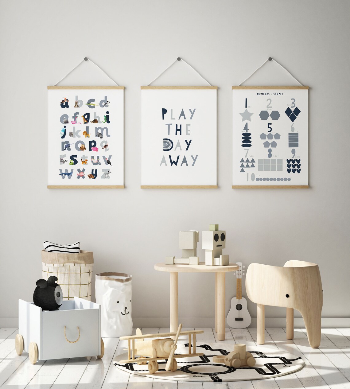 Numbers & Shapes Childrens Wall Art Prints Nursery Print | Etsy