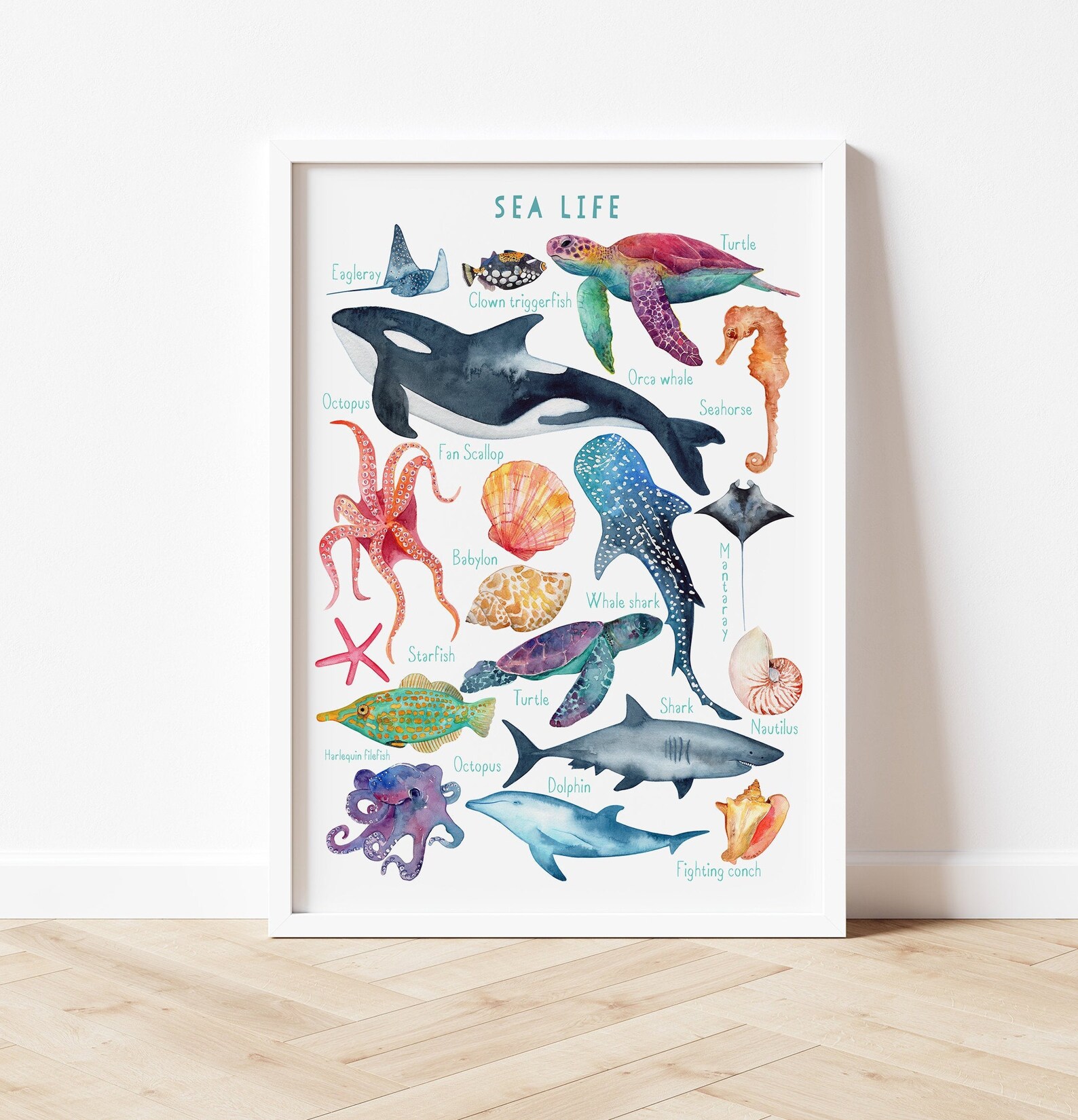 Sea life Print Nursery Ocean decor Ocean Animals Poster | Etsy