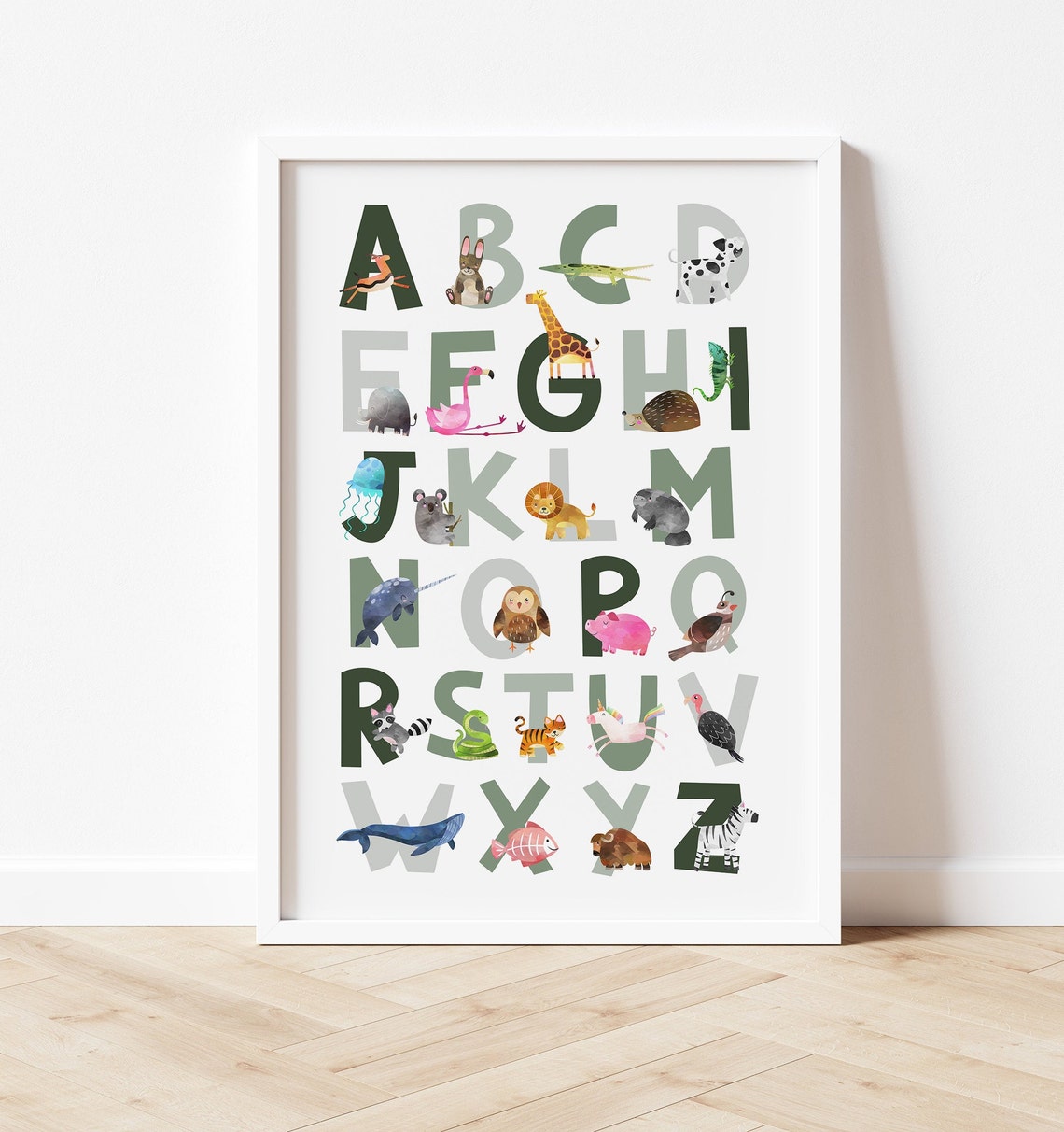 Animal Alphabet Print Kids Room Wall Art Animal Nursery | Etsy
