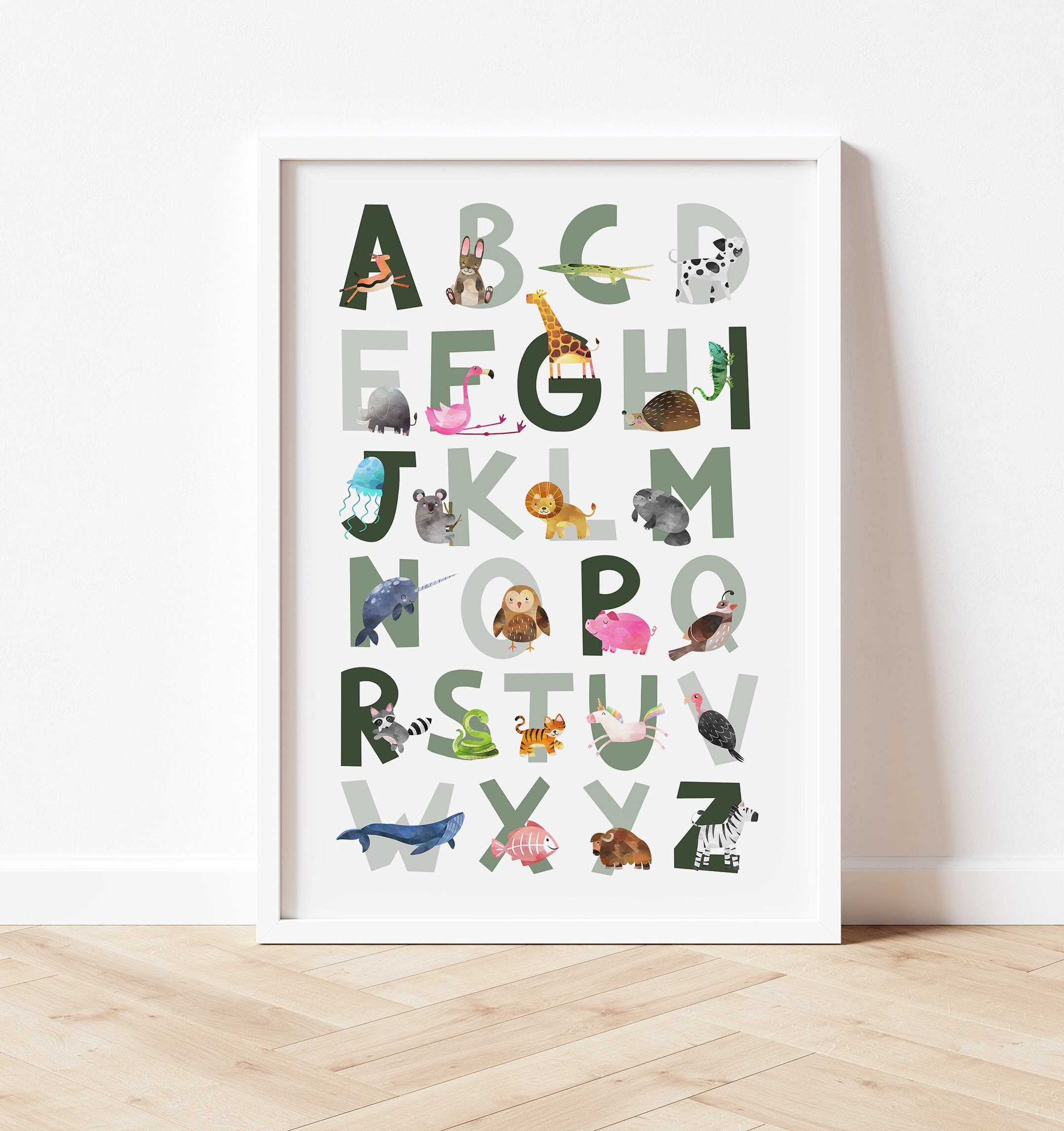 Animal Alphabet Print Kids Room Wall Art Animal Nursery | Etsy