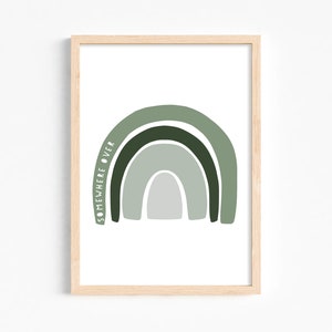 Green Rainbow Boys Room, Nursery Wall Art, Rainbow Poster, Baby Boy ...