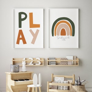 Green Rainbow Boys Room, Nursery Wall Art, Rainbow Poster, Baby Boy ...