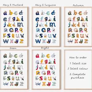 Blue Alphabet Print, Nursery Decor, Nursery Wall Art Boy, Kids Room ...
