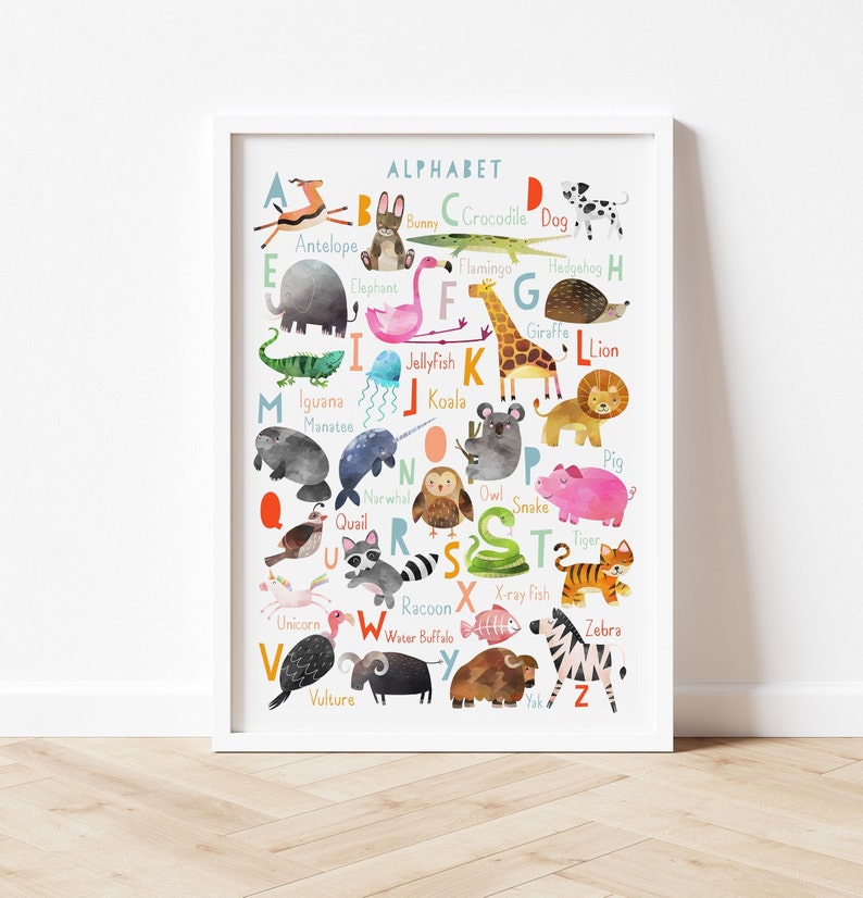 Animal Alphabet Print Nursery Decor Animal Nursery Prints - Etsy