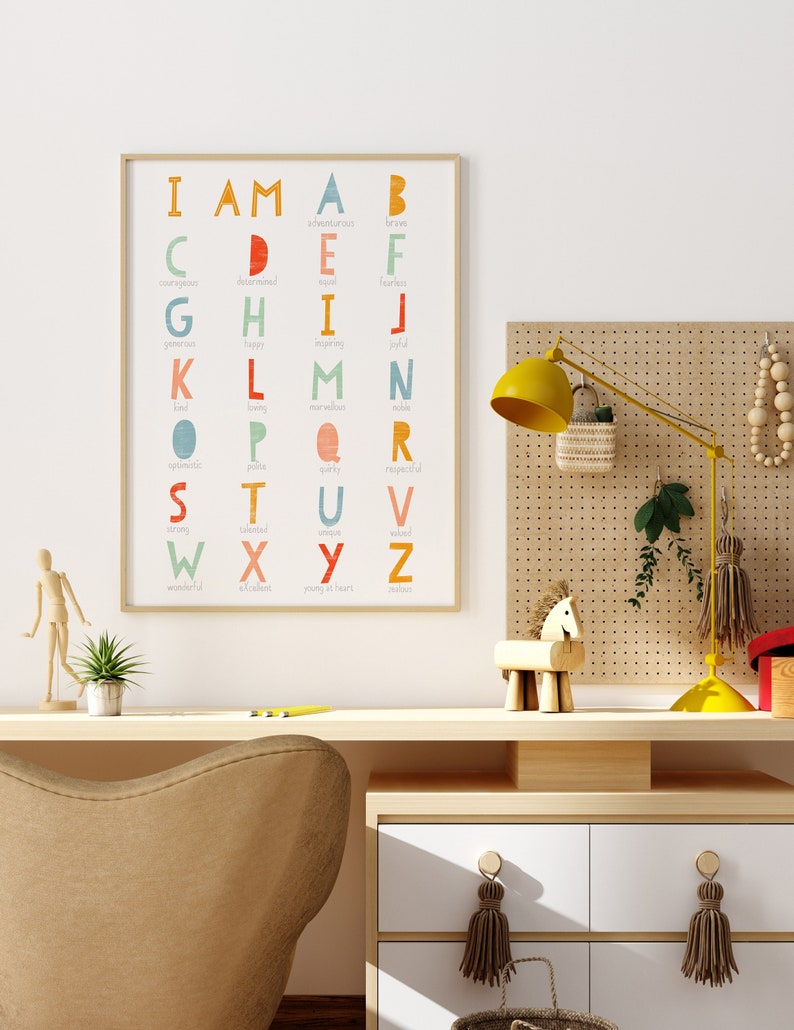 Alphabet Print Affirmation Print Abc Poster Nursery Decor - Etsy
