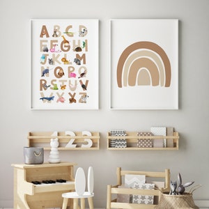 Neutral Animal Alphabet Print Animal Nursery Prints Kids - Etsy