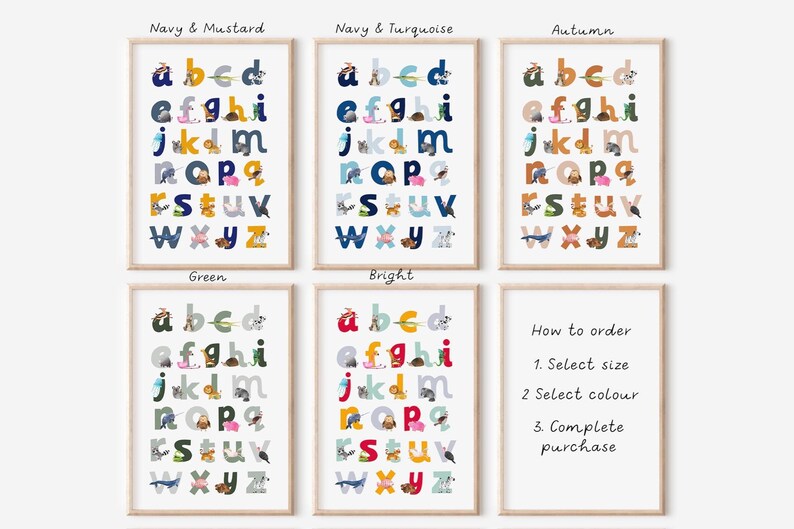 Neutral Animal Alphabet Print, Animal Nursery Prints, Kids Room Wall ...