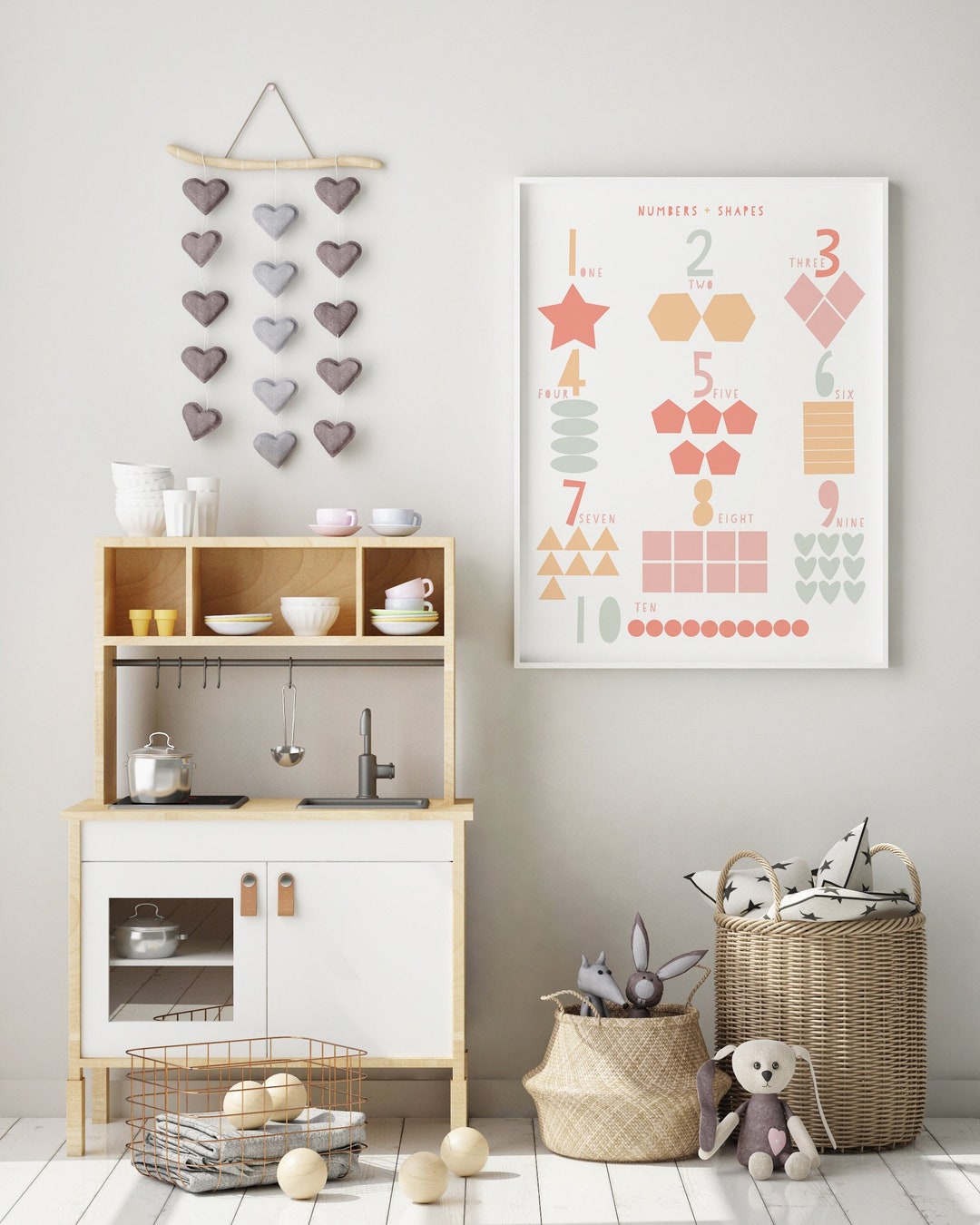 Pastel Numbers and Shapes Print, Numbers Print, Nursery Decor, Nursery ...