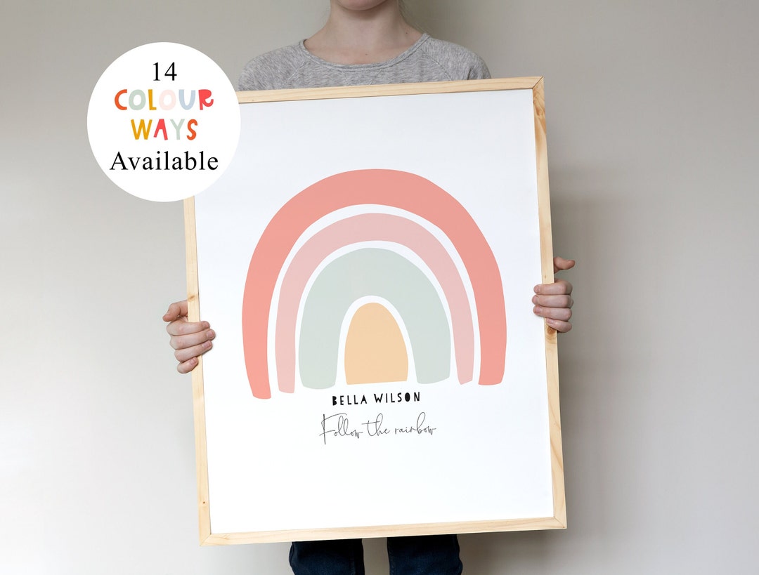 Pastel Personalised Rainbow Print, Nursery Wall Art, Rainbow Poster ...