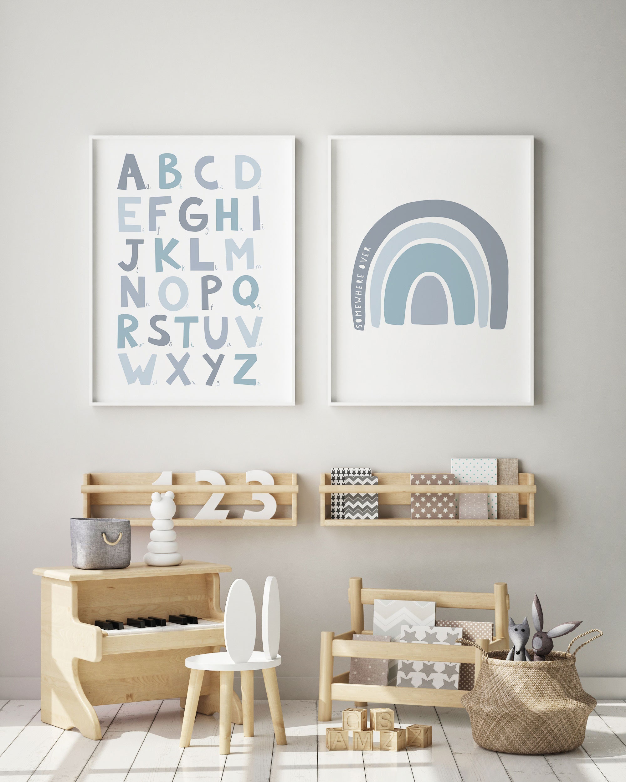 Blue Rainbow Boys Room Nursery Wall Art Rainbow Poster Baby - Etsy