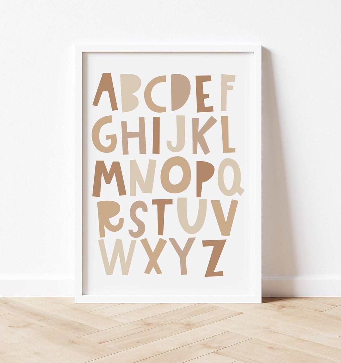 Neutral Alphabet Print, Personalised Nursery Prints, Kids Room Wall Art ...