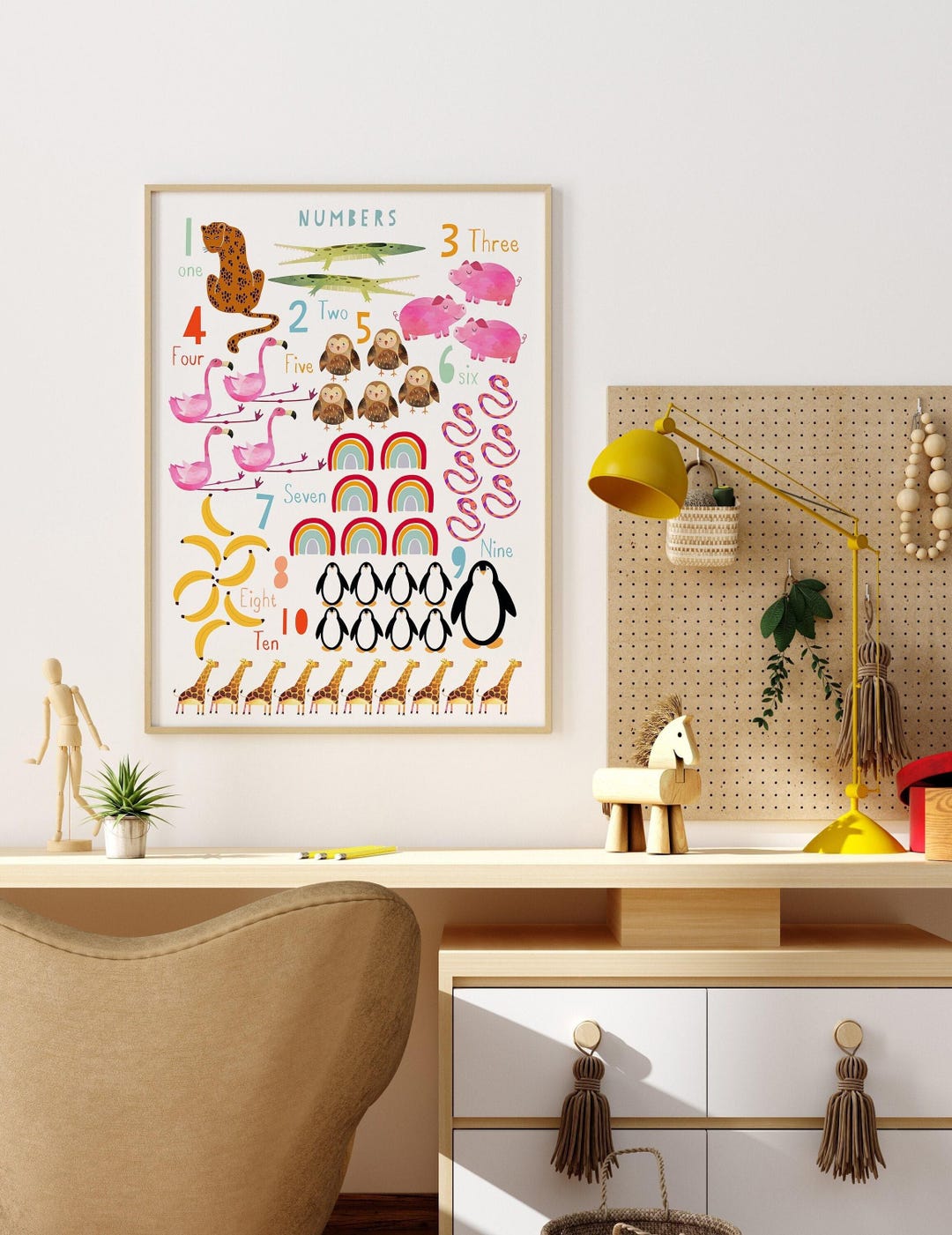 Animal Numbers Print, Animal Nursery Prints, Kids Room Wall Art ...