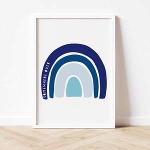 Blue Rainbow Boys Room, Nursery Wall Art, Rainbow Poster, Baby Boy ...