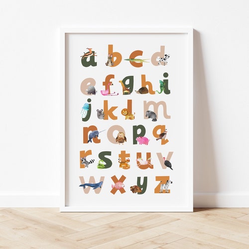 Pastel Animal Alphabet Print Animal Nursery Prints Kids Room - Etsy