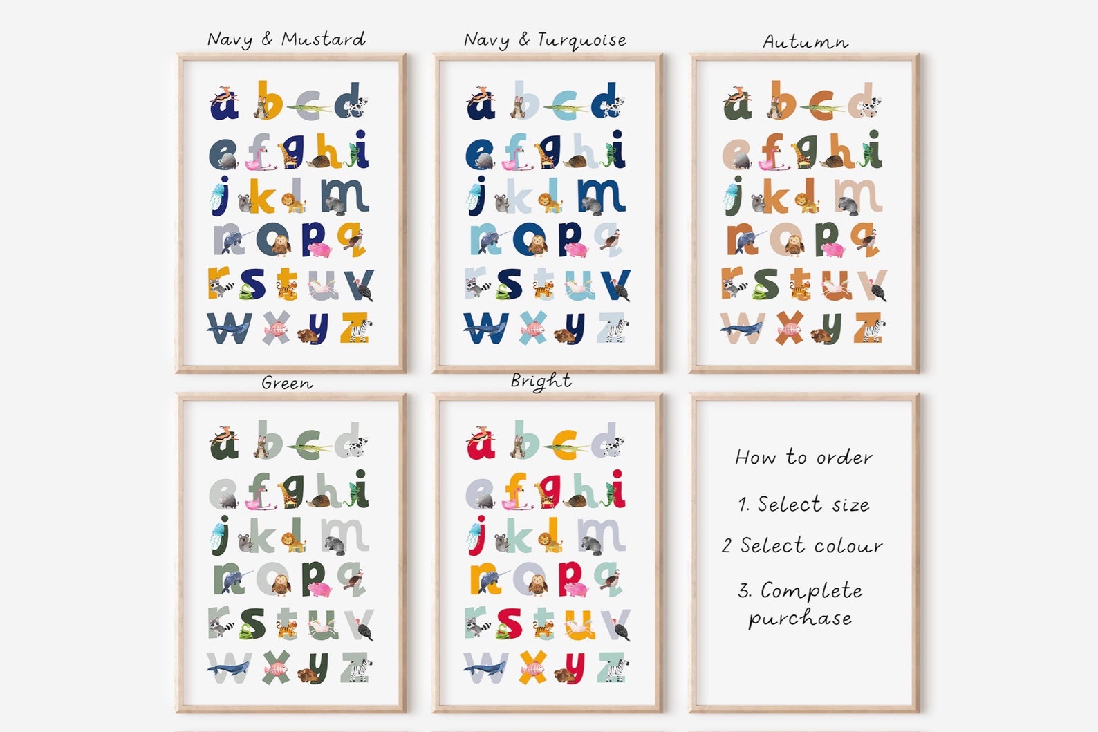 Pastel Animal Alphabet Print Animal Nursery Prints Kids Room - Etsy