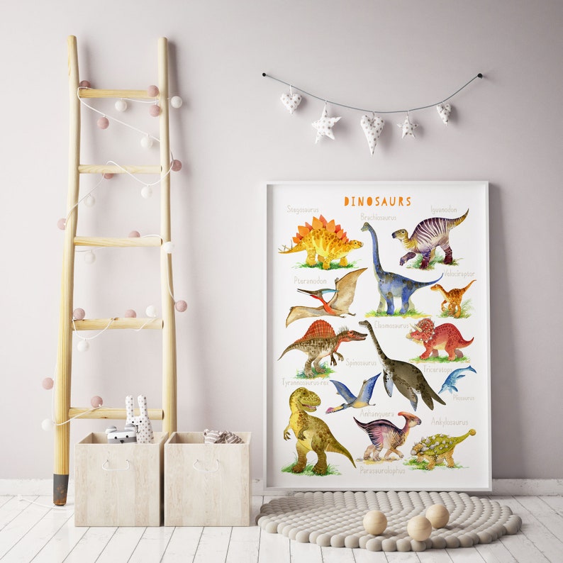 Dinosaur Print Dinosaur Poster Nursery Decor Nursery | Etsy