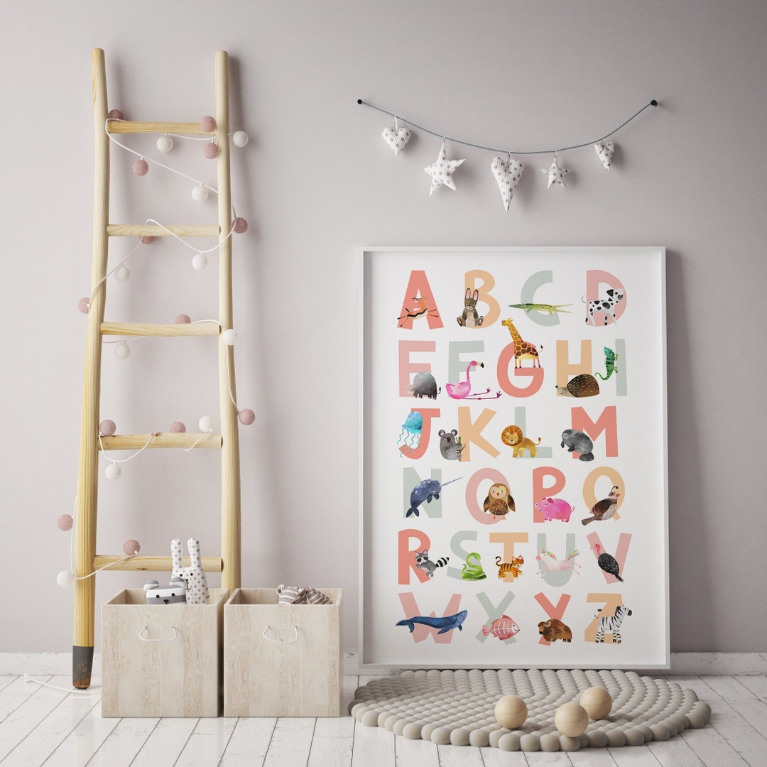 Nursery Decor Animal Alphabet Print Kids Wall Art Alphabet Poster ...