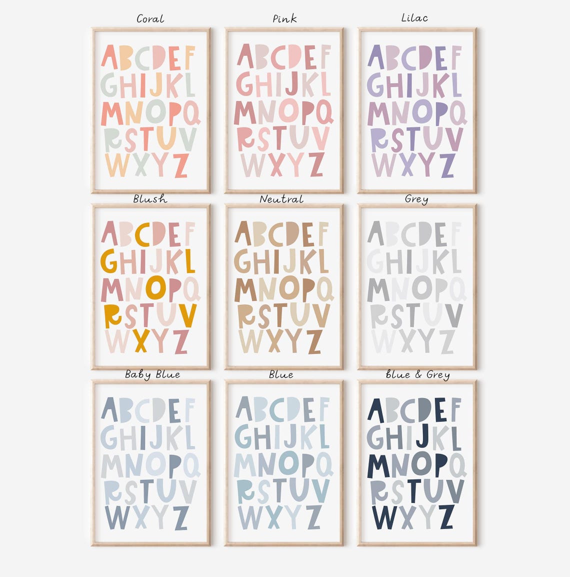 Neutral Alphabet Print, Personalised Nursery Prints, Kids Room Wall Art ...