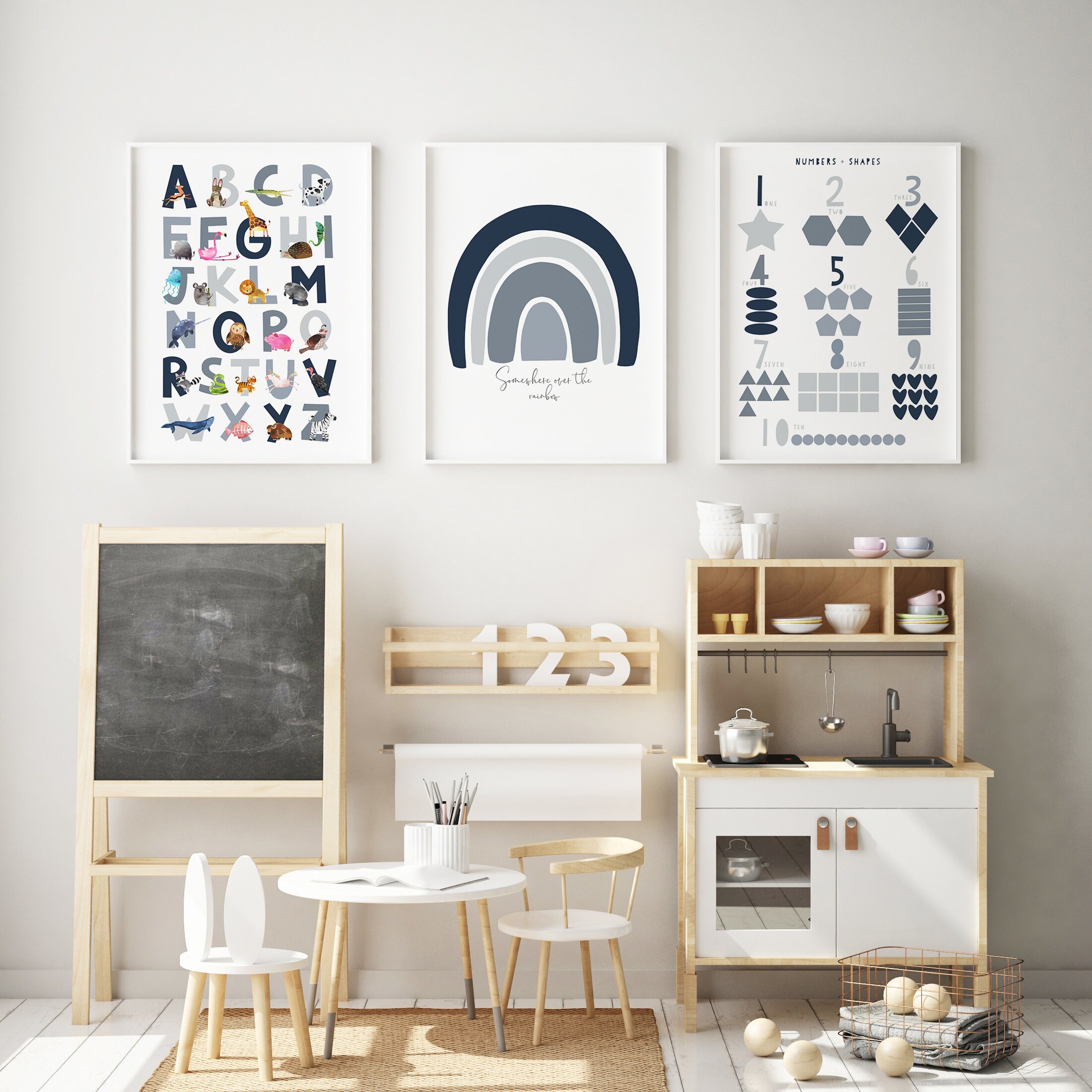 Numbers & Shapes Childrens Wall Art Prints Nursery Print | Etsy