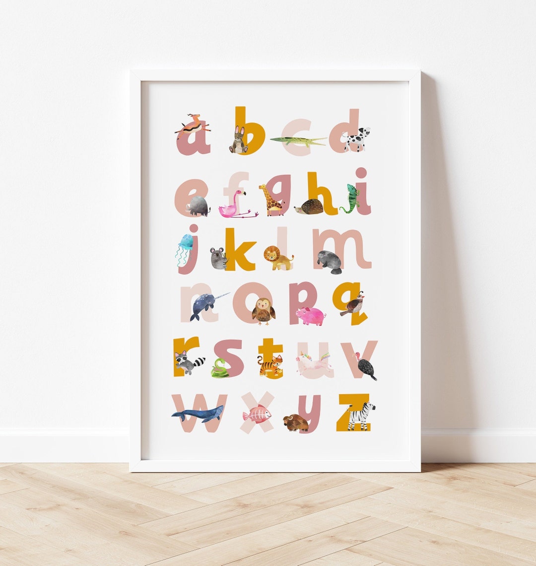 Blush Alphabet Print, Animal Alphabet Print, Nursery Decor, Nursery ...
