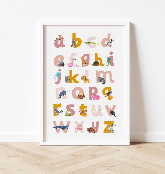 Blush Alphabet Print Animal Alphabet Print Nursery Decor | Etsy UK