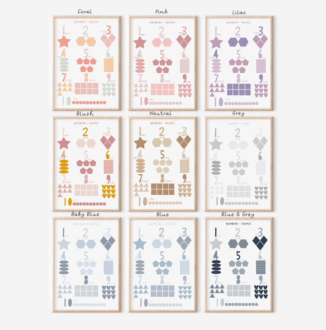 Lilac Numbers and Shapes Print Numbers Print Nursery Decor - Etsy