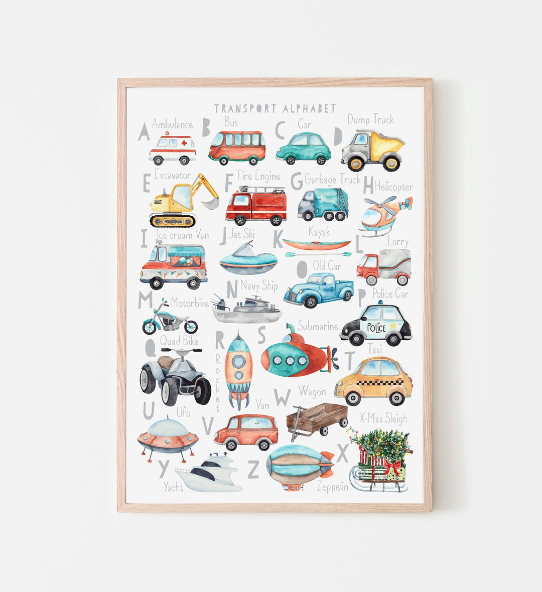 Transport Alphabet Print, Transportation Nursery Decor, Nursery Decor ...