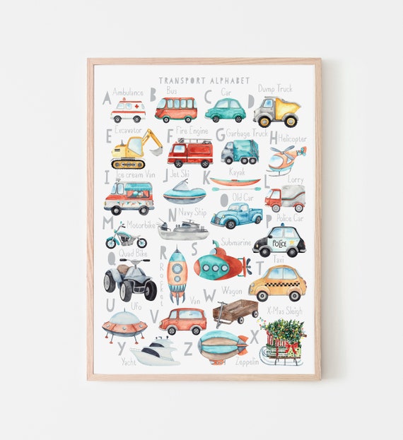 Transport Alphabet Print Transportation Nursery Decor - Etsy UK