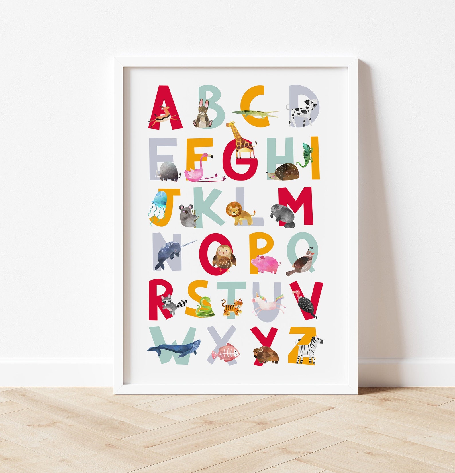 Alphabet Print Animal Alphabet Print Nursery Decor Nursery | Etsy