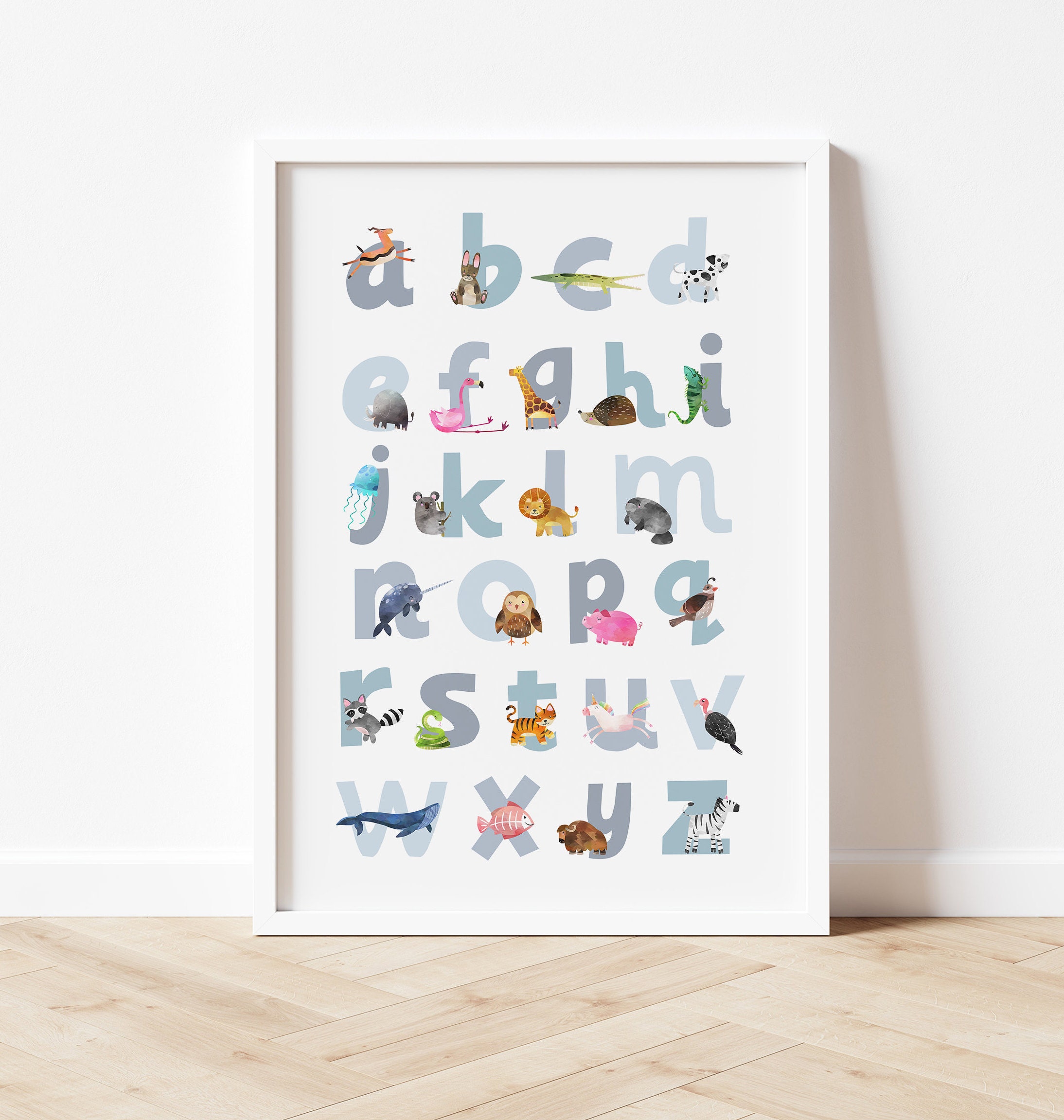 Blue alphabet print Nursery decor Nursery wall art boy kids | Etsy