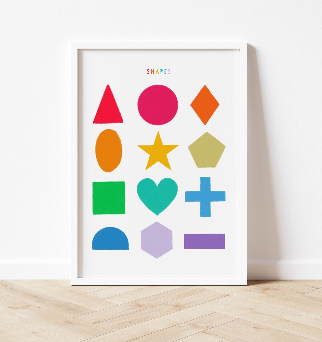 Shapes Poster | Nursery Decor | Kids Room Wall Art | Children's Bedroom ...