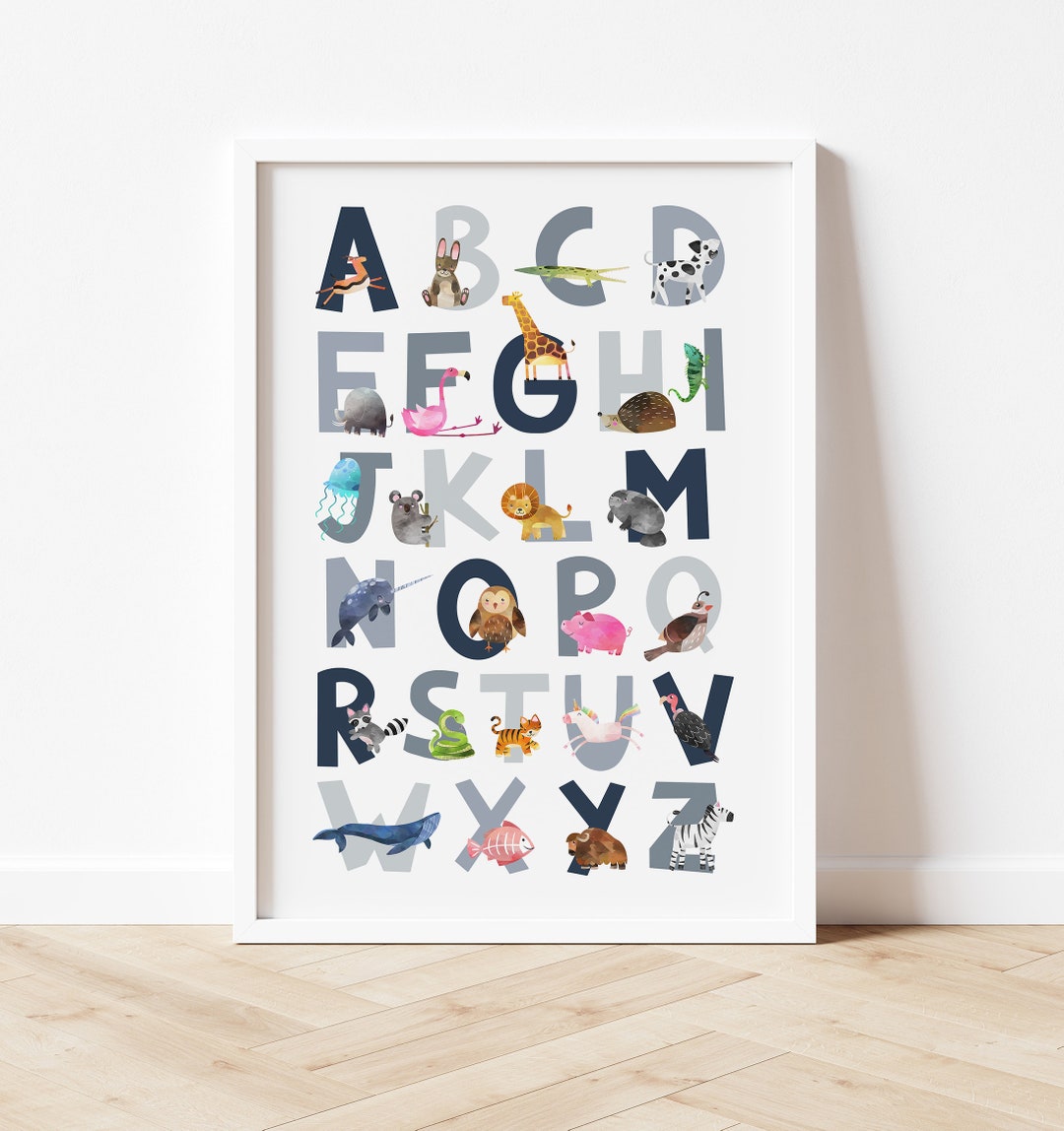 Animal Alphabet Print, Animal Nursery Prints, Kids Room Wall Art ...