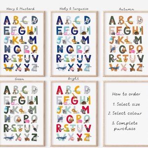 Baby Blue Alphabet Print, Animal Alphabet Print, Nursery Decor, Nursery ...