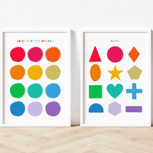Shapes Poster | Nursery Decor | Kids Room Wall Art | Children's Bedroom ...