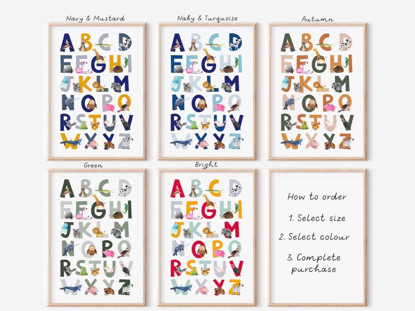 Navy Alphabet Print Animal Alphabet Print Nursery Decor - Etsy