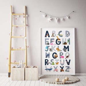 Animal Alphabet Print, Animal Nursery Prints, Kids Room Wall Art ...